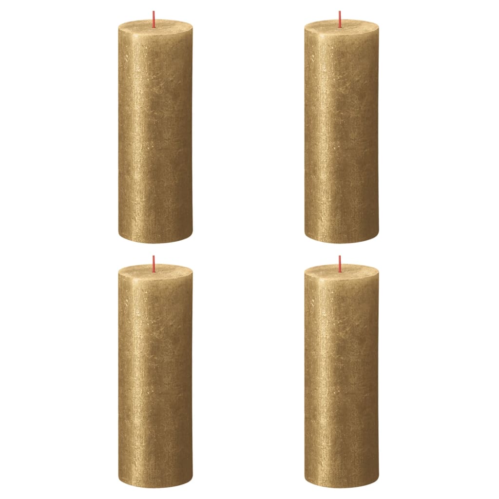 Bolsius Rustic Pillar Candles Shimmer 4 pcs 190x68 mm Gold – Berkfield Home