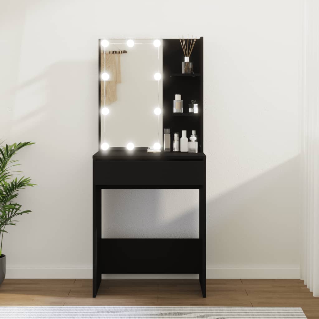 Berkfield Dressing Table with LED Black 60x40x140 cm – Berkfield Home